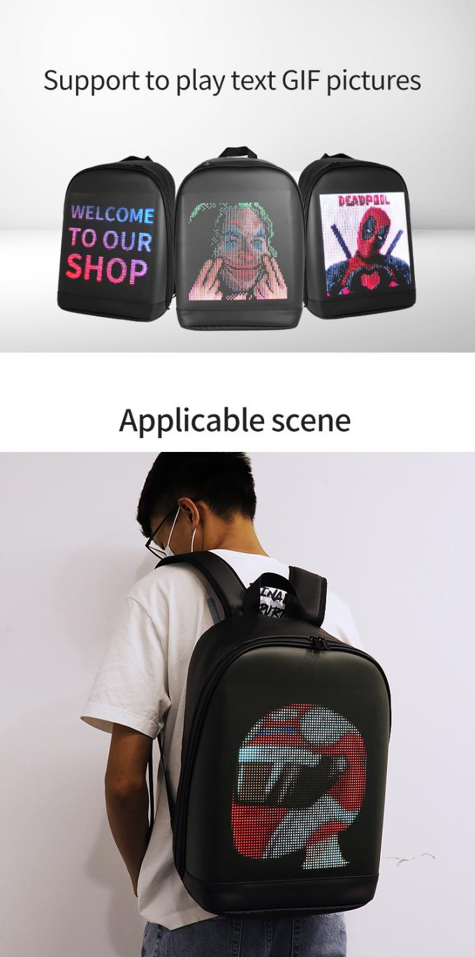 Dynamic Advertising LED Display Screen Backpack 25cmx25cm